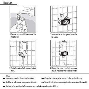 Vannon Top Fill Small Animal Water Bottles for Crate No Drip BPA Free Water Dispenser for Rabbit, Chinchilla, Ferret, Guinea Pigs, Squirrel, Hedgehog