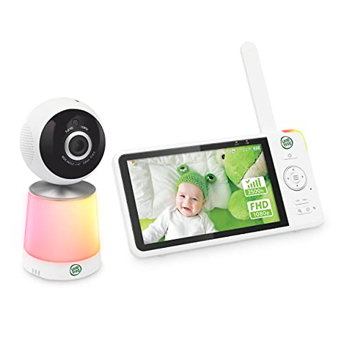 LeapFrog LF1726FHD Baby Monitor, 5.5' 1080p Screen, Up to 2500 ft range, Pan-Tilt-Zoom, Night Light, Color Night Vision, Soothing Sounds, Secure Transmission, Secure Transmission No WiFi