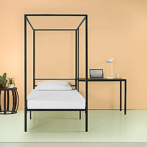 Zinus Kenn Canopy Bed Frame with Desk for students, Twin
