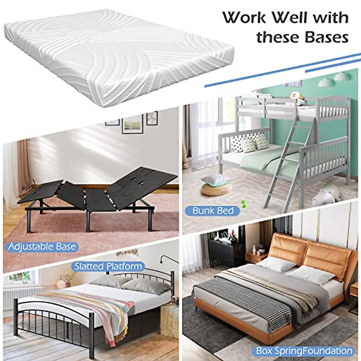 KOMFOTT 8 Inch Mattress Queen Size, Cooling-Gel Memory Foam Mattress with Jacquard Cover, Pressure Relief & Spine Protection, Medium Firm Mattresses, CertiPUR-US Certified Queen Bed Mattress in a Box