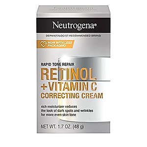 Neutrogena Rapid Tone Repair Retinol + Vitamin C Correcting Cream, Tone Evening Face & Neck Cream with Vitamin C, Retinol & Hyaluronic Acid for Dark Spots, Fine Lines & Wrinkles, 1.7 oz