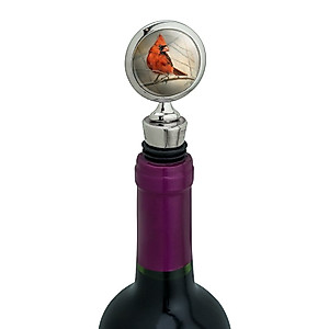 Cardinal Red Bird on Tree Branch Wine Bottle Stopper