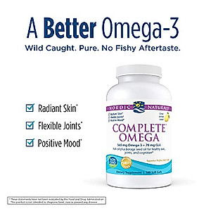 Nordic Naturals Complete Omega, Lemon Flavor - 180 Soft Gels - 565 mg Omega-3 - EPA & DHA with Added GLA - Healthy Skin & Joints, Cognition, Positive Mood - Non-GMO - 90 Servings