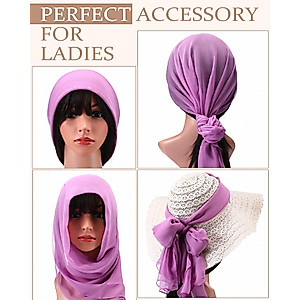 12 Pieces Women Solid Color Chiffon Scarf Fashion Sheer Scarf Soft Breathable Sun-proof Silk Blend Lightweight Accent Scarfs, 20 x 63 Inch Multicoloured