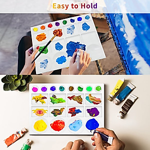 20 Well Watercolor Paint Tray Palette Pallet Acrylic Painting Mixing Plastic Artist Large Square Palette, 13 x 10 Inches, White, 1PCS