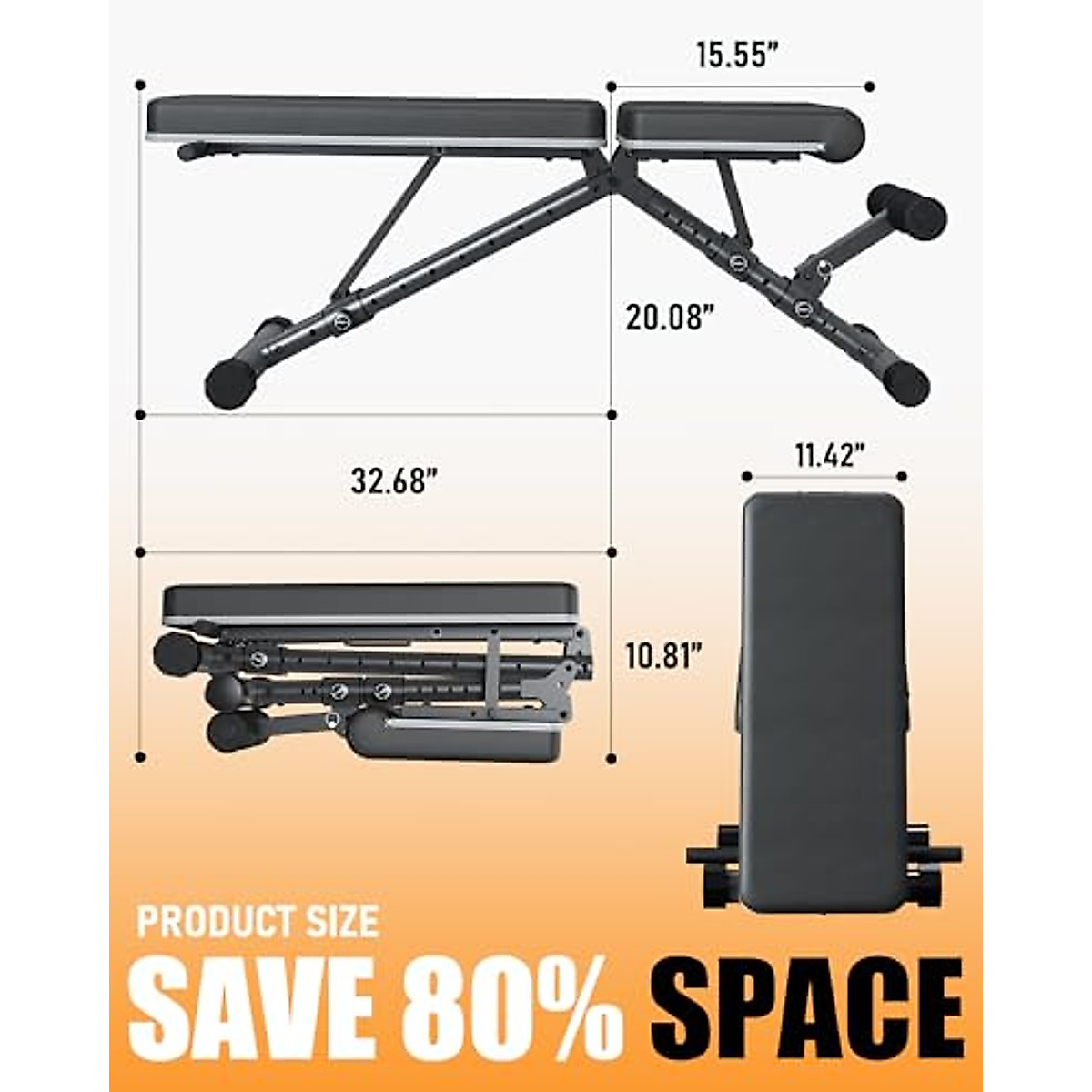 BARWING Adjustable Weight Bench 111, 800 LB Heavy Duty Incline Decline Bench for Home Gym, Easy Assembly Foldable Training Lifting Bench