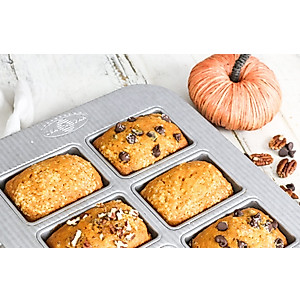 USA Pan Bakeware Aluminized Steel Mini Loaf Pan, 8-Well