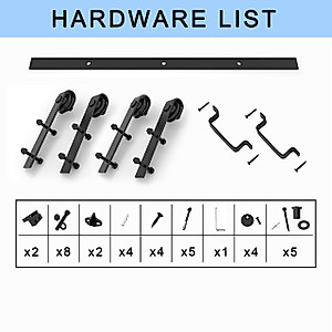 36in x 84in (Double 18in x 84in Door) Barn Doors with 6.6ft Hardware Kit, Pre-Finished Surface, Pre-Drilled Holes Easy Assembly, Solid MDF Covered with Water-Resistant PVC Surface, K Frame, White