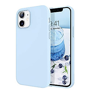 DOMAVER iPhone 12 Case, iPhone 12 Pro Case Liquid Silicone Soft Gel Rubber Microfiber Lining Cushion Protective Cover for iPhone 12/12 Pro 5G -6.1 Inch, Light Blue