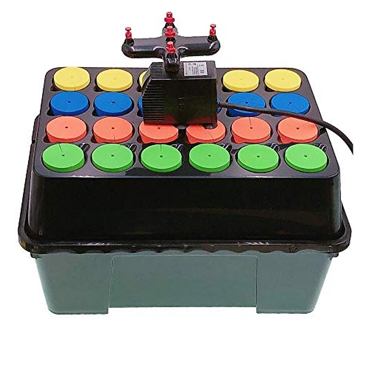 HORTIPOTS Aeroponic Clone Machine 24 site with Oxygen Add-up Air Diffusing Bubbler Kit and Extra 2 inch Neoprene Clone Collars Pack of 72
