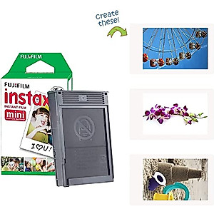 Fujifilm Instax Mini 12 Instant Camera Pastel Blue + Fuji Instax Film Value Pack (40 Sheets) + Shutter Accessories Bundle, Incl. Compatible Carrying Case, Quicksand Beads Photo Album 64 Pockets