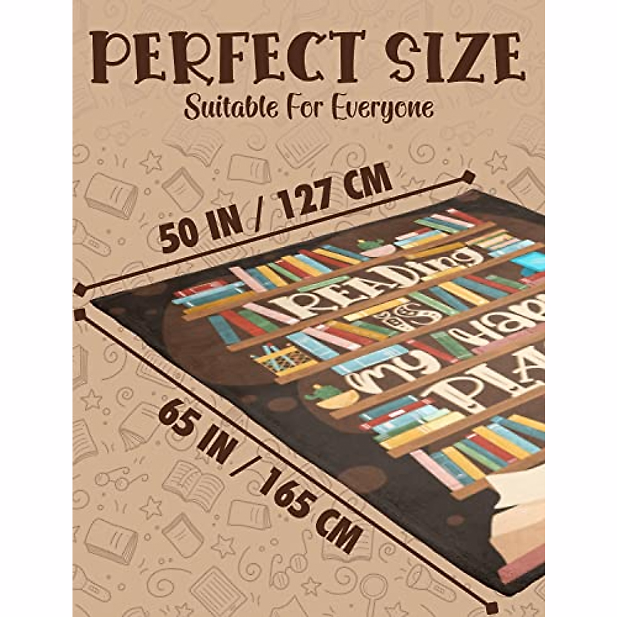 InnoBeta Book Lovers Throw Blanket - Flannel Blankets for Book Club, Librarians, Readers and Literary Lover - Book Lover Gifts on Birthday, Thanksgiving, Christmas - 50" x 65" - (Brown)