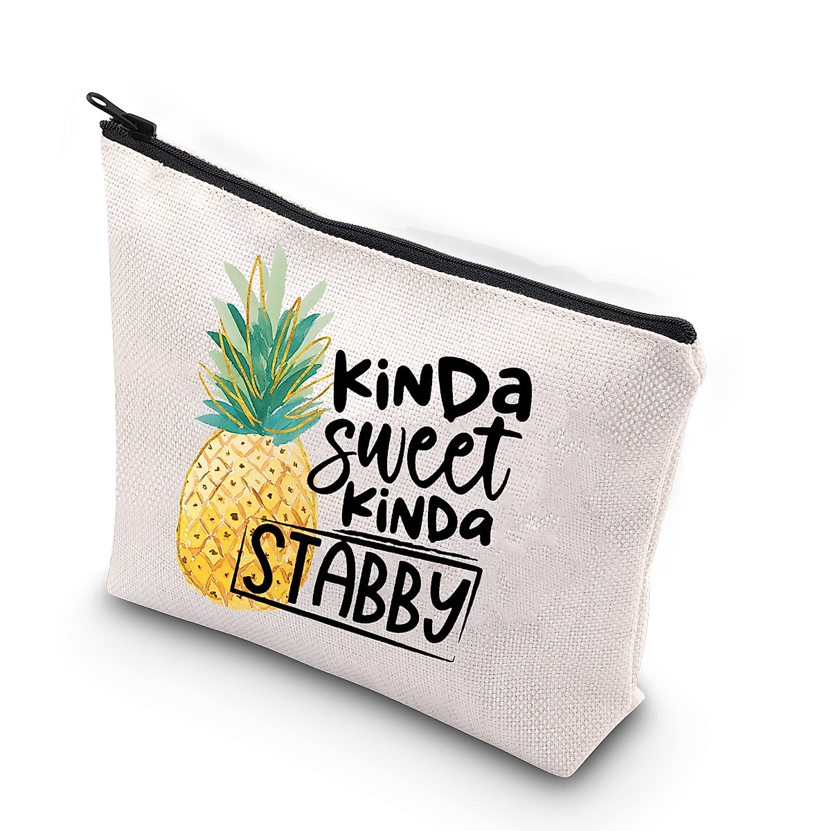 WCGXKO Kinda Gift Kinda Sweet Kinda Stabby Pineapple Zipper Pouch Makeup Bag (KINDA STABBY)