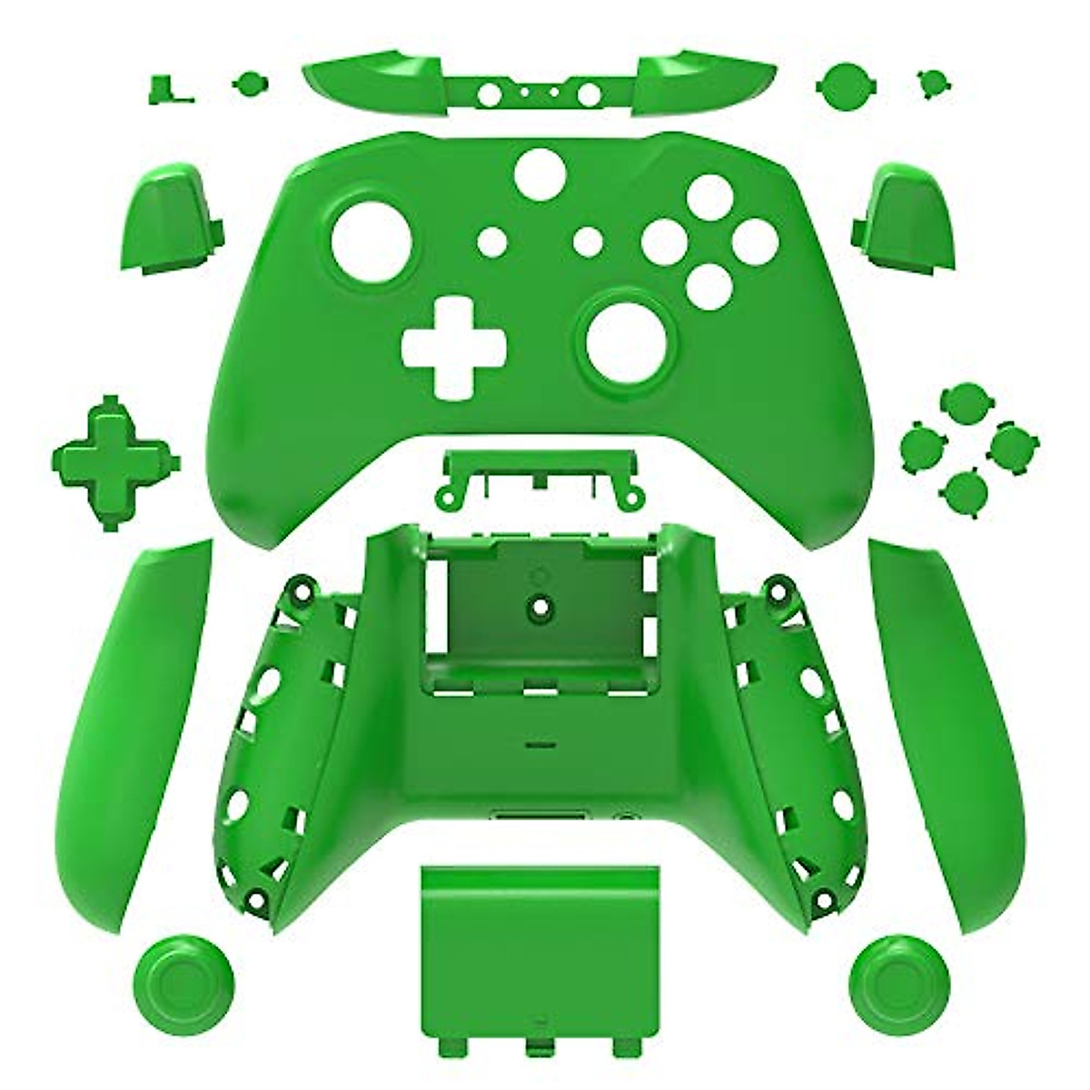 SN-RIGGOR Replacement Housing Full Shell Set Full Buttons Set Faceplates ABXY Buttons RB LB Bumpers for Xbox One S Slim Controller (3.5 mm Headphone Jack) S Controller Repair Parts (Green)
