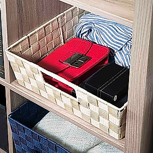 Home Basics PB49147 Non-Woven Strap Bin, Large, Ivory