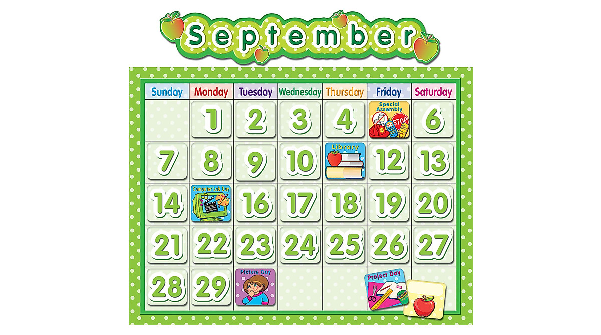 Teacher Created Polka Dot Calendar Set for Classrooms