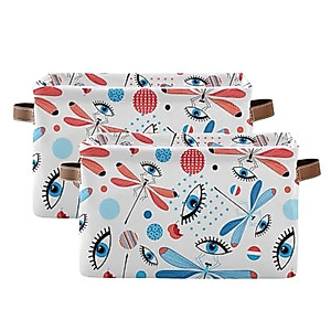 Dragonfly Eyes Storage Basket Bins Foldable Laundry Hamper Toy Storage Bins Box Organizer for Bedroom Office Clothes Pet Nursery Living Room,2 pcs
