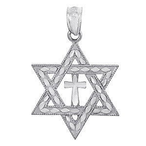 925 Sterling Silver Jewish Charm Cross Star of David Pendant
