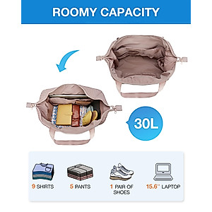 Weekender Bags for Women, BAGSMART Gym Bag Travel Duffle Overnight Bag for Travel Essentials, Large Hospital Bag for Labor and Delivery（Pink）