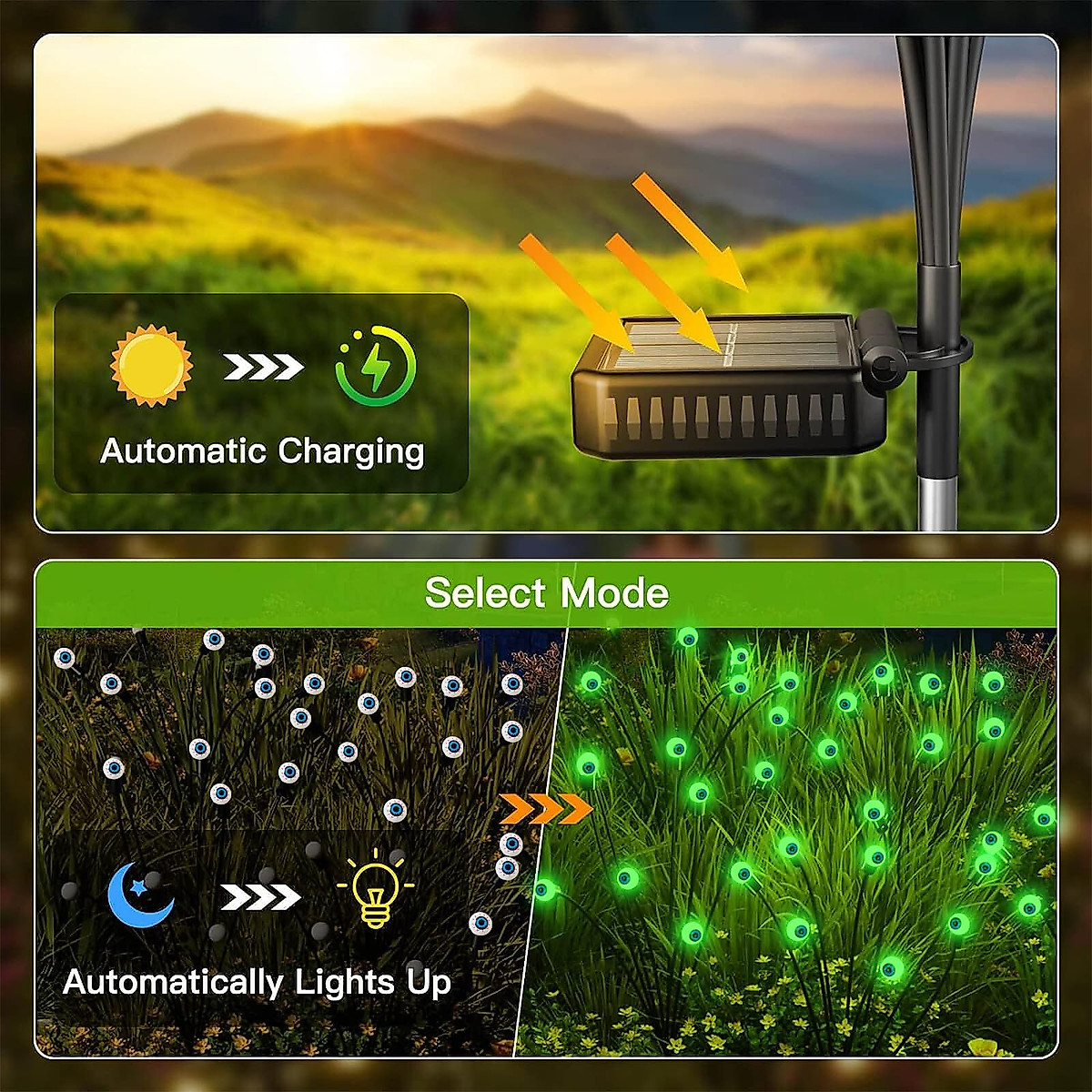 Halloween Decorations Outdoor Solar Eyeball Lights, Scary Pathway Lights 2PACKS 12LED Halloween Solar Lights Outdoor, Haunted Mansion Decor for Yard