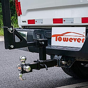Towever 84131P Trailer 2 inches Dual Hitch Receiver Adapter Extender for Towing and Riser for Bicycle Rack, Extra Long Towing Accessories with Pin and Clip
