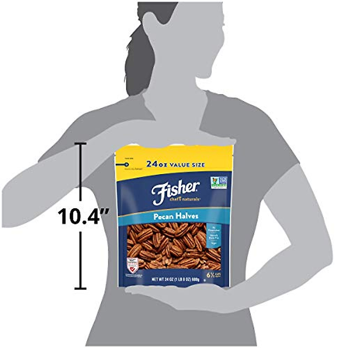 Fisher Chef's Naturals Pecan Halves 24oz (Pack of 1), Unsalted Raw Nuts for Cooking, Baking & Snacking, Vegan Protein, Keto Snack, Gluten Free