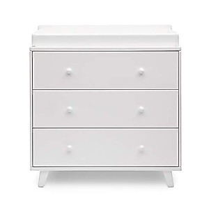 Delta Children Ava 3 Drawer Dresser with Changing Top, Greenguard Gold Certified, White