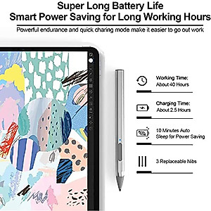 Stylus Pen for Microsoft Surface Pro9/8/7/6/5/4/3/X Surface Laptop/Book/Studio Surface 3/Go/Go2/Go3, 4096 Pressure Sensitivity, Pen for Surface with Magnetic Adsorption, Palm Rejection (Sliver)