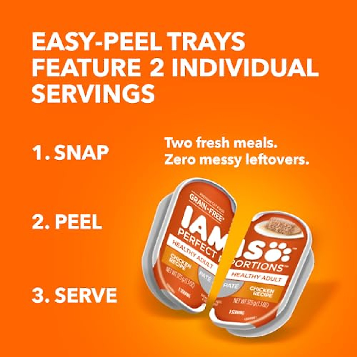 IAMS Perfect Portions Healthy Adult Wet Cat Food with Chicken and Tuna Recipe Variety Pack, Easy Peel Twin-Pack Trays, Pack of 24 (48 Total Servings)
