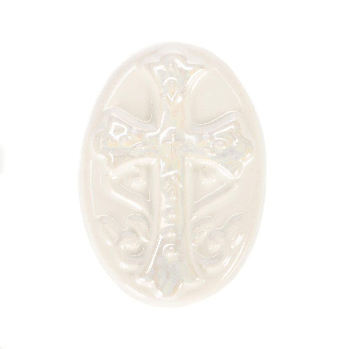 DEMDACO Rosary Classic White 3 x 2 Glossy Porcelain Decorative Trinket Box Set