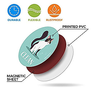 Large Dishwasher Magnet Clean Dirty Sign - Funny Design Magnets - Large, Strong, Cool Magnetic Gadgets for Kitchen Organization and Storage - Strong Double Sided Indicator (Cartoon Cat)