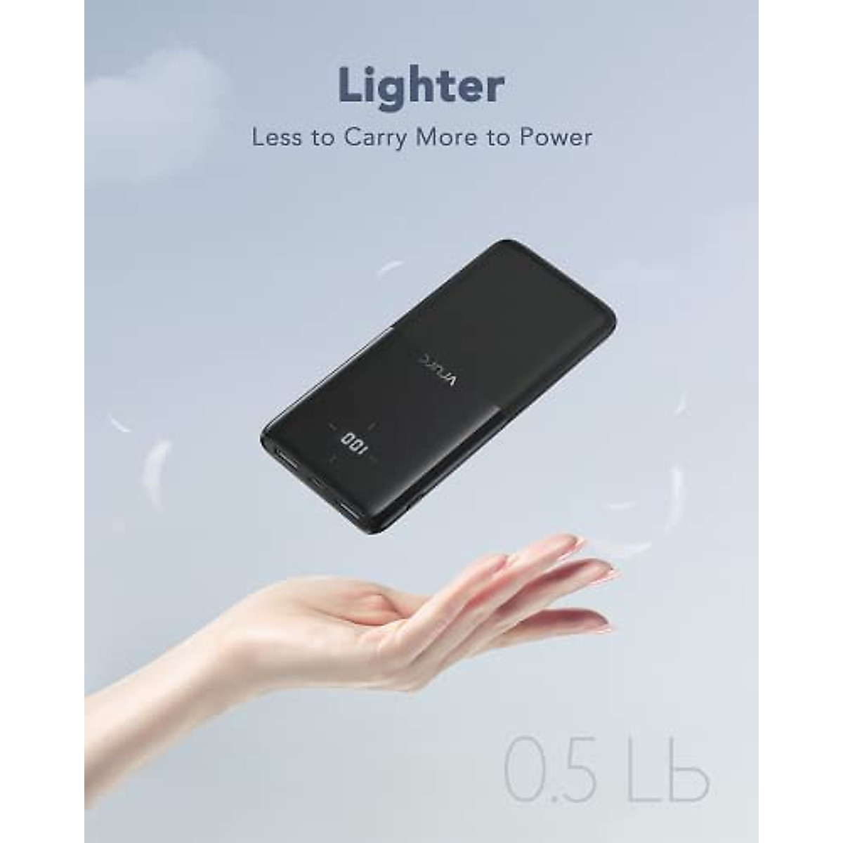 VRURC Portable Charger 2-Pack, 3A USB C Fast Charging Power Bank LED Display, Slim Battery Pack for iPhone 15 14 12 11 X 8 7 Samsung S21 S20 Google LG OnePlus, Black