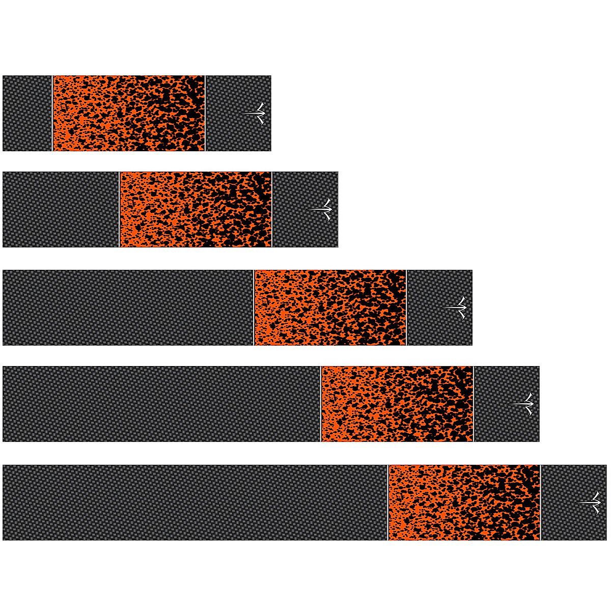 White Water Archery Non-Laminated Carbon Fiber Orange Spray Paint 2 Inch Vane Arrow Wraps 15 Pc Pack Choose Length Width (5, 1)