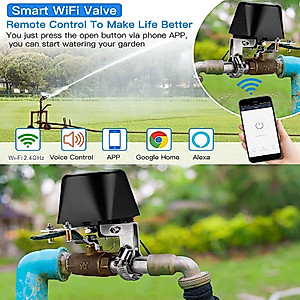 Jinvoo upgraded version smart water valve closing, Wifi water valve, automatic ball valve watering timer, sprinkler controller, wireless gas shut-off valve controller, compatible with Alexa, Google