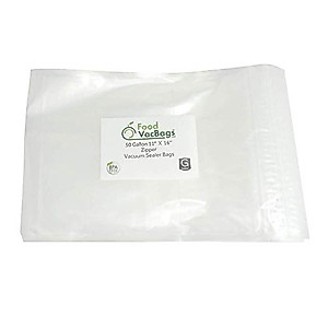 Zipper Vacuum Seal Bags (50 count), FoodVacBags compatible with Weston®, Foodsaver®, Heavy-duty Commercial Storage, Clear (Gallon 11" X 16")