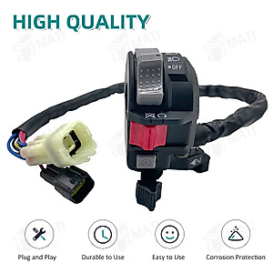 M MATI Left Handlebar Switch Control Engine Start Run Off Headlight for Yamaha YFM Big Bear 250/400 Grizzly 350/400/660 Kodiak 400/450 Wolverine 350/450 Raptor 350/660 Bruin 250/350 5LP-83973-01-00