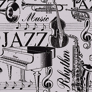 Mook Fabrics Cotton Music in The Air Equipment, White Cut by The yard