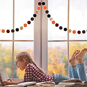 3 Pieces Felt Ball Garland Christmas Pom Pom Garland 1 Inch (2.5 cm) Wool Felt Balls Banner for Winter Autumn Farmhouse Party Home Decoration