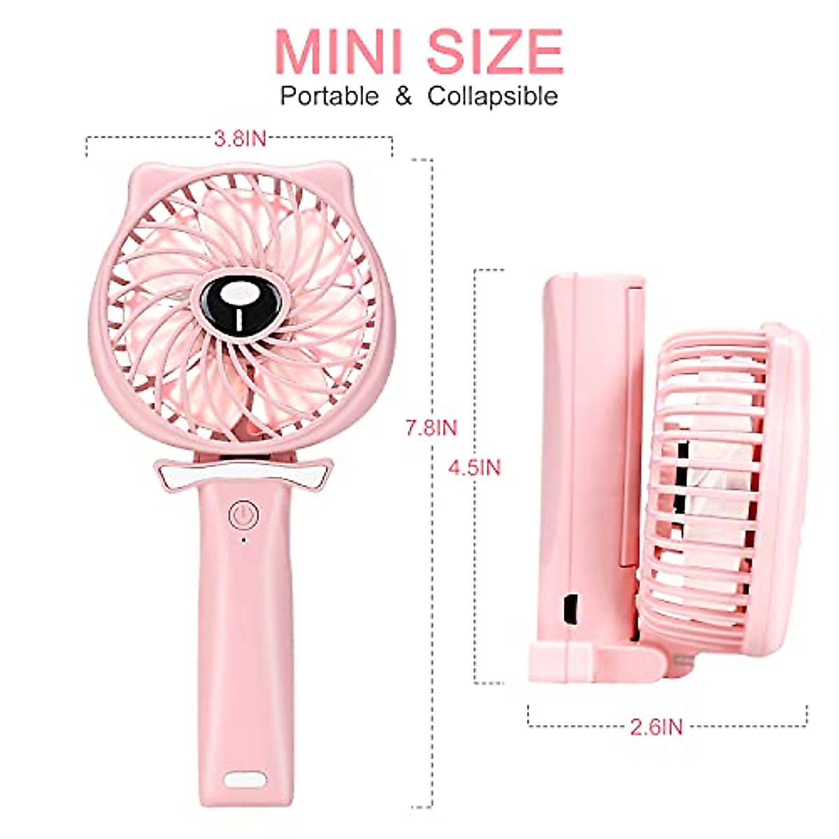 TriPole Mini Handheld Fan Bundle 2600mAh and 5000mAh Battery Operated USB Personal Fan Speed Adjustable Portable Fan