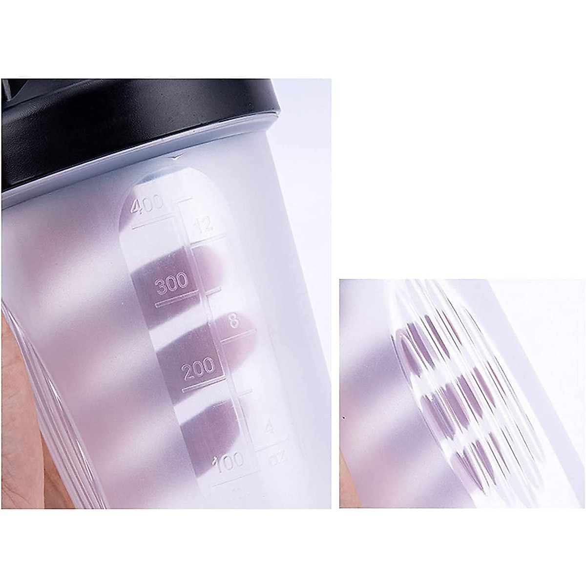 A Small Clear Shaker Bottle w. Pink Lid,12Oz/400ml Measurement Marks & Stainless Whisk Blender Mixer,BPA Free,Made of PP5,-4~248 °F,Perfect for Nutrition/Protein/Keto/Juice Powder Shaking (1YQ5Y)