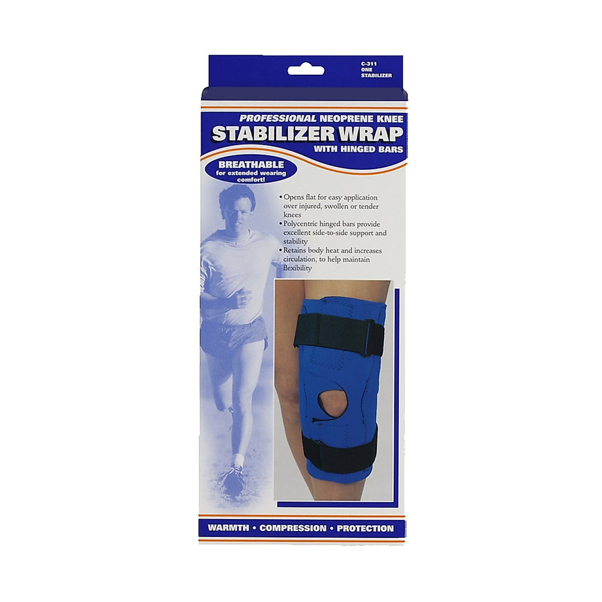 OTC Knee Stabilizer Wrap, Hinged Bars, Neoprene, Black, 4X-Large