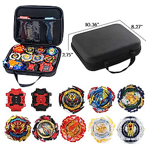 Owenkelng Bey Burst Gyro Toy Set Great Birthday Gift for Boys Children Kids 6 8+ Metal Fusion Attack Top Grip Blade Set with Battling Game Storage Box 8 Top Burst Gyros 3 Two-Way Launcher 2 Handles