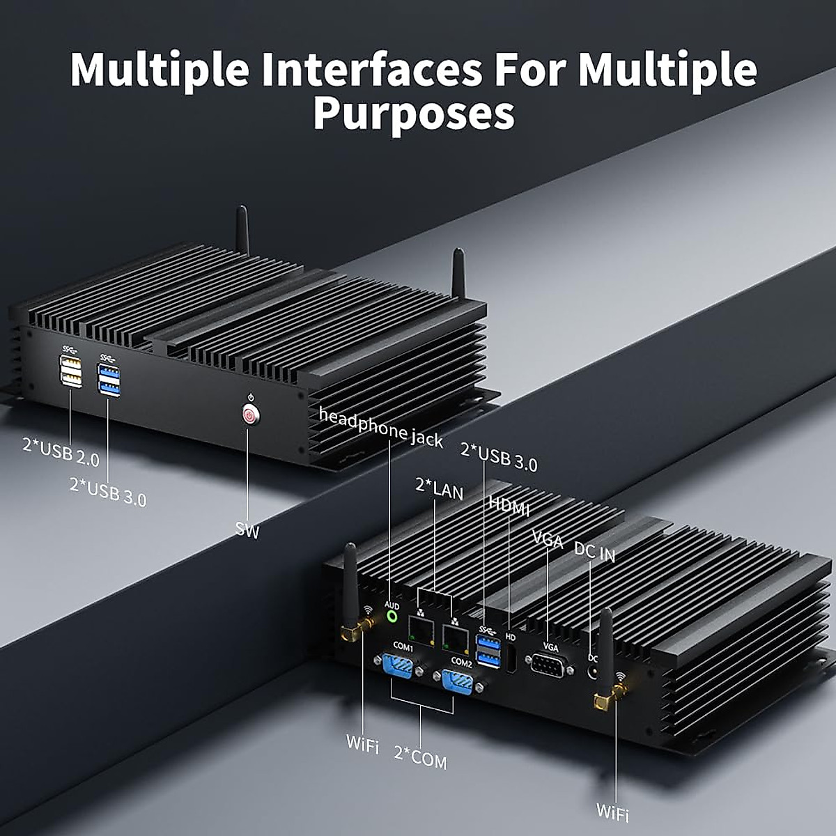 Thdeukoty Fanless Mini Industrial PC, Desktop Computer Core i7-5500U ...
