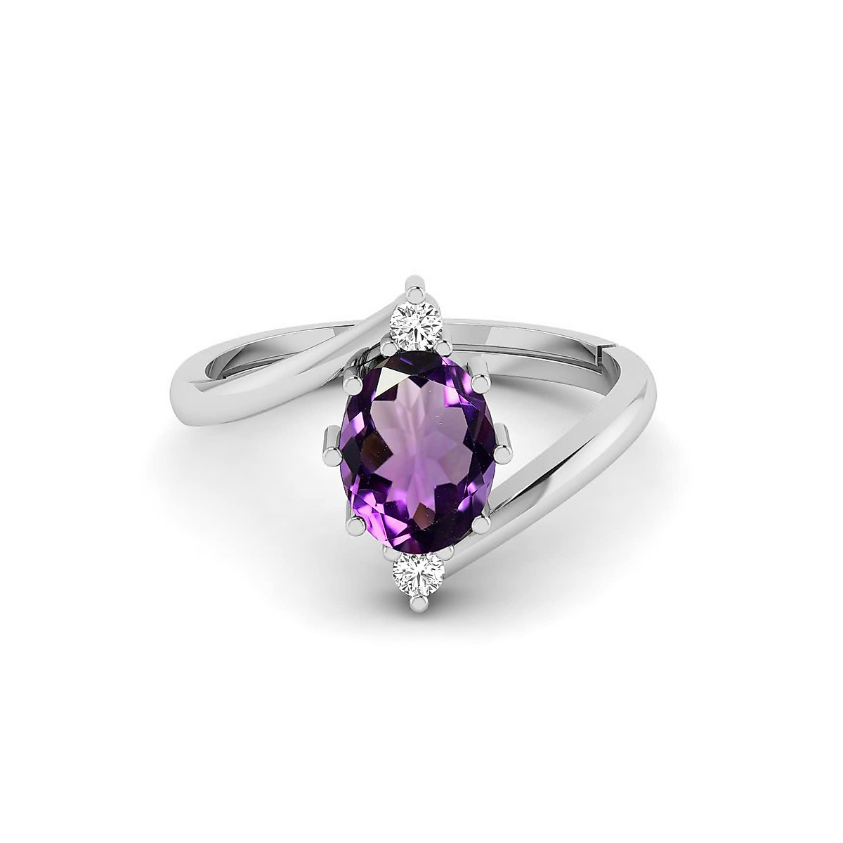 LMDPRAJAPATIS 10.00 Carat Natural Amethyst katela Original 925 Sterling Silver Adjustable Ring For Women