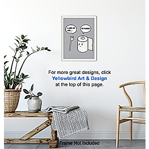 Bathroom Typography Art Print Wall Art Poster - Chic Modern Home Decor for Bath - Makes a Great Gag Gift or Funny Housewarming Gift - 8x10 Photo- Unframed