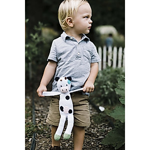 Pebble Fair Trade Handmade Crochet Cotton Farm Animal - Cow Rattle, 12-inch Length