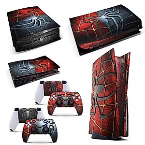 PS5 Disk Console Spider Skin Decal Vinal Sticker + 2 Controller Skins Set