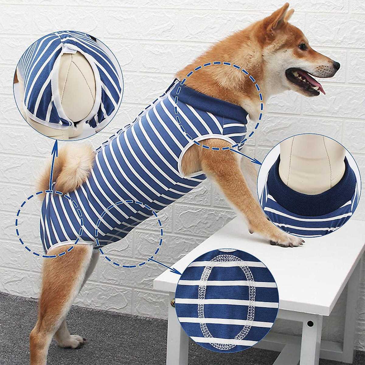 Dog Recovery Suit Cats Bodysuits for Abdominal Wounds Recovery Shirt for Male Female Pet Surgical Snugly Suit After Surgery Anti-Licking Dog Onesies, Substitute E-Collar & Cone Large