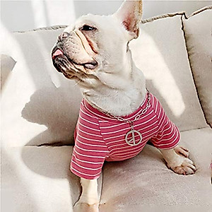 LXYDD Family Matching Set Matching Dog and Owner Clothes Pink Striped Cotton T Shirt Small Dog Clothes,Suitable for Small Dogs/Cats,M