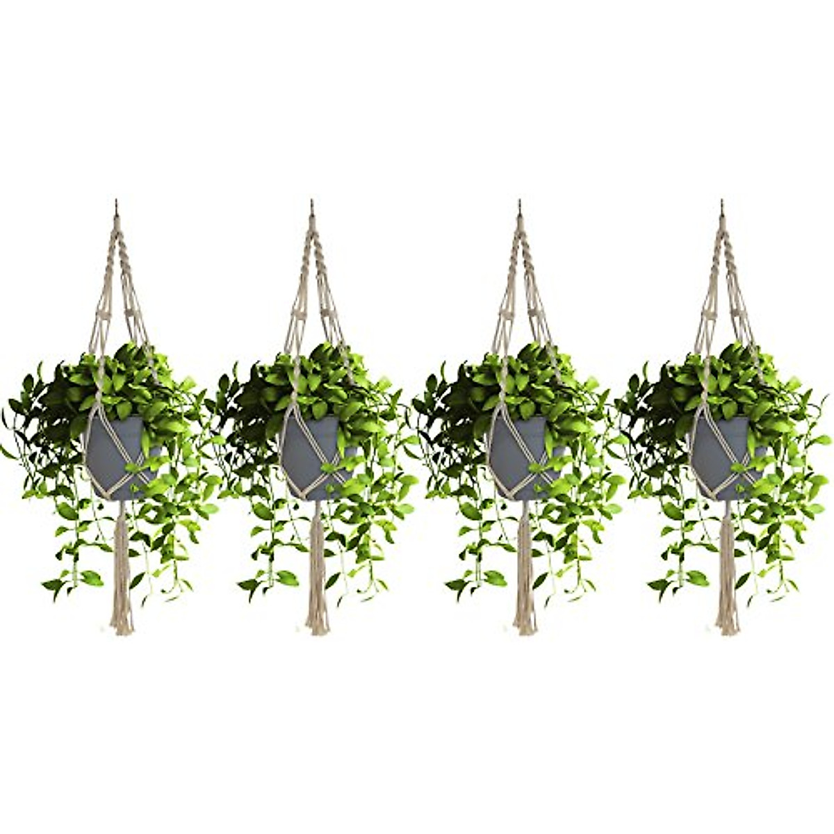 Sorbus Macrame Plant Hanger [4 Pack] Indoor Outdoor Hanging Plant Pots Cotton Rope, Elegant for Home, Patio, Garden